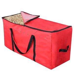 petierweit hay bale bag 43”x22”x18” xlarege hay bags for horses heavy duty nylon tote hay bale storage bag, maintain freshness of the hay for horse cattle goats sheep(red)