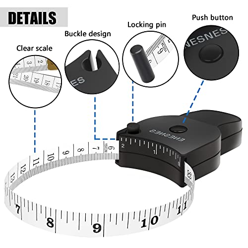 3pcs Tape Measure, Soft Measuring Tape for Body Measurements 60 Inch(150cm), Lock Pin&Push-Button Retract, for Body Measurement, Weight Loss, Fitness, Tailoring, Sewing, Crafting Measurements