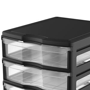 Life Story 3 Drawer Stackable Shelf Organizer Plastic Storage Drawers for Bathroom Storage, Make Up, Or Pantry Organization, Black