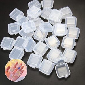 cenbee 48 pcs clear small plastic storage containers anti oxidation transparent jewelry holder for item craft, beads, pills, ear studs, necklaces,rings, case (1.37 x 1.37 0.7 inches)