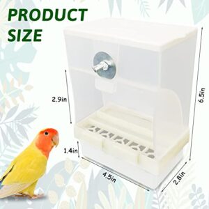 Tfwadmx No Mess Automatic Bird Feeders Cockatiel Food Dispenser Bowls Seed Container Parrot Dishes Parakeet Cage Accessories Birdfeeder with Divider for Canary Finch Conure Lovebirds 2Pcs