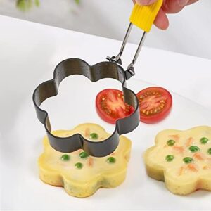 Sihuuu Egg Ring Stainless Steel Moldel with Anti-scalding Handle - Frying Shaping Cooker Eggs Ring for Camping Breakfast Sandwich Burger（Flower ）