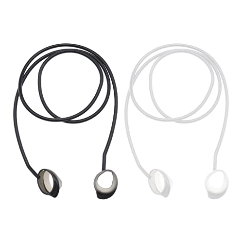 2pcs Wireless Earphone Silicone Anti-Lost Strap Compatible with Galaxy Buds/Buds Plus Headphone Straps Earphone Anti-Lost Strap Hanging Neck Rope Black&White