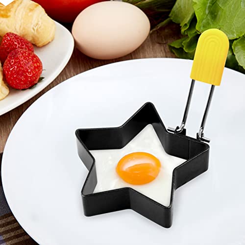 Sihuuu Egg Ring Stainless Steel Round Moldel with Anti-scalding Handle - Frying Shaping Cooker Eggs Ring for Camping Breakfast Sandwich Burger（Star）