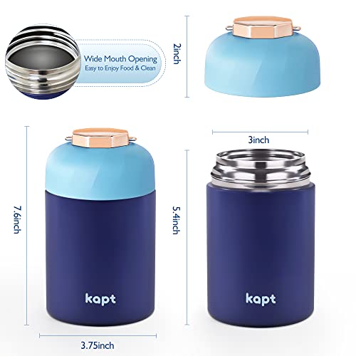 Avovy Thermos For Hot Food - 22 Oz Insulated Food Jar, Insulated Lunch Container With Bowl, Foldable Spoon&Fork, Powerful Insulated Food Thermos For School Office Camping Travel (Blue)