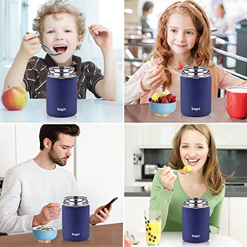 Avovy Thermos For Hot Food - 22 Oz Insulated Food Jar, Insulated Lunch Container With Bowl, Foldable Spoon&Fork, Powerful Insulated Food Thermos For School Office Camping Travel (Blue)