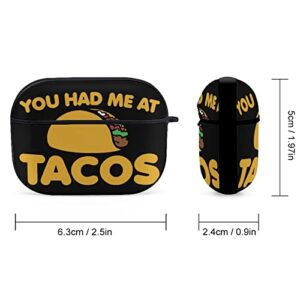 Sedoied You Had Me at Taco All Over Printed Case for AirPods Pro Cover Earbuds Headset Storage Bag Protective Cute, black, One Size (Sedoied)