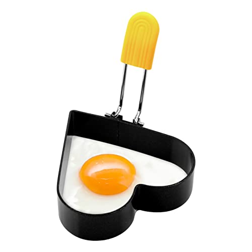 Sihuuu Egg Ring Stainless Steel Round Moldel with Anti-scalding Handle - Frying Shaping Cooker Eggs Ring for Camping Breakfast Sandwich Burger(Heart）