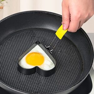 Sihuuu Egg Ring Stainless Steel Round Moldel with Anti-scalding Handle - Frying Shaping Cooker Eggs Ring for Camping Breakfast Sandwich Burger(Heart）