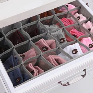 Uzifa Socks Underwear Drawer Organizer Divider Dresser Organizers Collapsible Closet Cabinet Organizer Storage Boxes for Socks, Underwear, Ties, Belts (24 Cells) -2 Pack