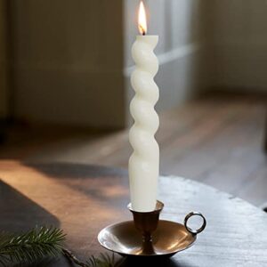 White Taper Candles Stick Spiral Twisted Candles H 7.5inch Wax Unscented White Dinner Candle Dripless for Home Decor, Relaxation & All Occasions(White)