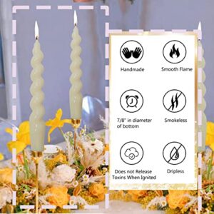 White Taper Candles Stick Spiral Twisted Candles H 7.5inch Wax Unscented White Dinner Candle Dripless for Home Decor, Relaxation & All Occasions(White)