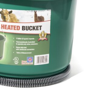 Farm Innovators HB-60 9 Quart 2 Gallon Plastic Heated Bucket w/Metal Handle, Built in Thermostat, & Anti Chew Cord Protector, 60 Watt, Green (3 Pack)