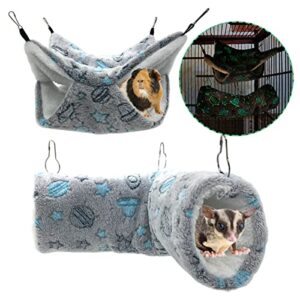 vehomy 2pcs small pet tunnel tube hammock luminous glow guinea pig hammock rat hanging bunk bed plush self-luminous ferret hamster tunnel hideout for small animals chinchilla squirrel gerbil