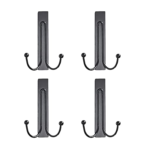 MOKIUER Adhesive Hooks Heavy Duty Towel Hooks Stick on Wall Hooks Shower Hooks for Hanging Towel,Waterproof Towel Hanger for Bathroom,Stainless Steel,4 Packs Black