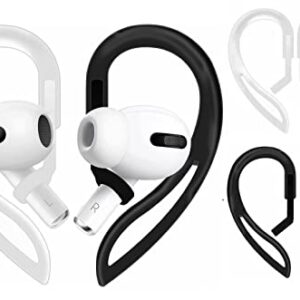 BLLQ 2 Pairs Ear Hooks Compatible with AirPods 3rd Generation [Multi-Dimensional Adjustable] Anti-Slip Ear Fins Accessories Compatible with AirPods Pro AirPods 3 2 1 Gen,Black/White