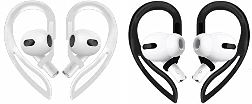 BLLQ 2 Pairs Ear Hooks Compatible with AirPods 3rd Generation [Multi-Dimensional Adjustable] Anti-Slip Ear Fins Accessories Compatible with AirPods Pro AirPods 3 2 1 Gen,Black/White