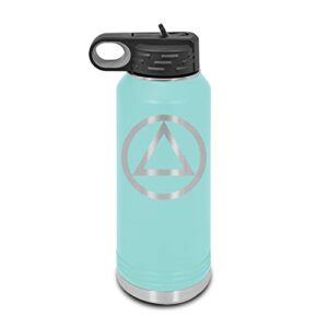 aa alcoholics anonymous symbol laser engraved water bottle customizable polar camel stainless steel with straw - glass business teal 32 oz