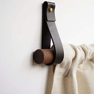 KEYAIIRA - Curtain rod holder leather curtain rod bracket holders leather loop strap for wall boho pole hanger wall blanket display farm house style