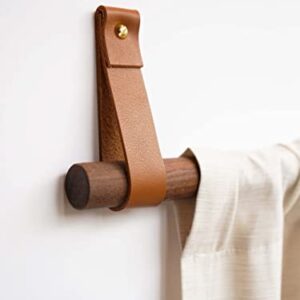 KEYAIIRA - Curtain rod holder leather curtain rod bracket holders leather loop strap for wall boho pole hanger wall blanket display farm house style