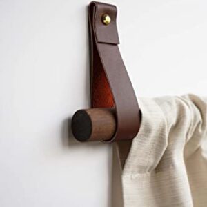 KEYAIIRA - Curtain rod holder leather curtain rod bracket holders leather loop strap for wall boho pole hanger wall blanket display farm house style