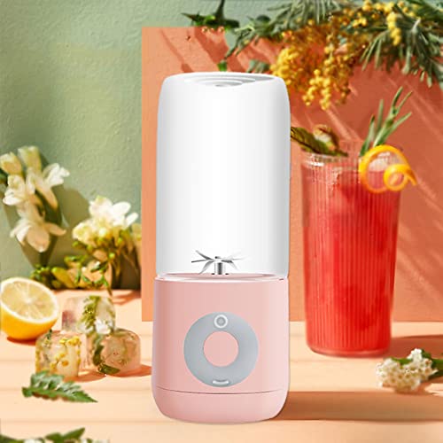 Maizoon Portable Personal Blender USB Mini Electric Juicer Cup Household Fruit Mixer Smoothie Shakes with 3 Blades 1300mah for Office Kitchen Home Travel 500ml/16.9oz Pink