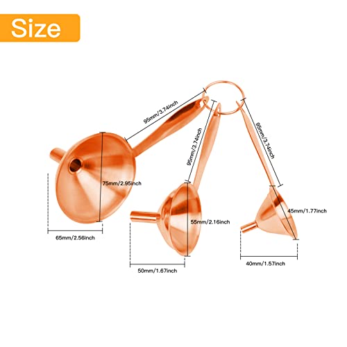 KUFUNG Stainless Steel Mini Funnels for Transferring of Liquid Fluid Dry Ingredients with Long Handles & Detachable Ring Holder