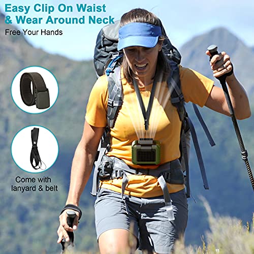 Yeedie 3-in-1 Portable Waist Clip Fan, 6000mAh Personal Rechargeable Neck Fan up to 16H, Strong Airflow, 3 Speed, Hand Free Battery Operated Belt & Necklace Fan for Working Hiking Fishing