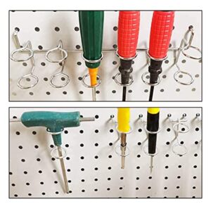 SPEEDWOX 7 Pieces Pegboard Screwdriver Holder Pegboard Hooks Assortments Multi-Tool Holder Double-Ring Tool Organizer Pegboard Accessories for Kitchen Garage Workbench