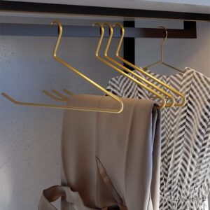 ZWJPJL 5pcs Aluminum Alloy Trousers Hangers Household Clothes Organizer Wardrobe Space Saving Pants Storage Hanger Trousers Drying Rack,Gold