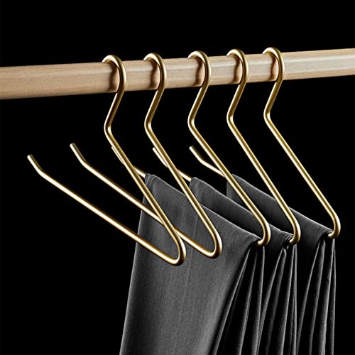 ZWJPJL 5pcs Aluminum Alloy Trousers Hangers Household Clothes Organizer Wardrobe Space Saving Pants Storage Hanger Trousers Drying Rack,Gold