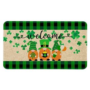 roszwtit st patricks day door mat 30 x 17 inch st patricks day gnome doormat indoor outdoor entrance floor mat non slip rubber welcome mats