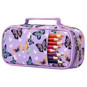 choco mocha butterfly pencil case for girls pencil box for girls pencil pouch for girls pencil case for kids pencil bag for school kindergarten preschool zipper organizer soft cute small gift purple