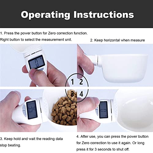 Electronic Measuring Spoon, Accurate Food Scales Kitchen Spoons, Pet Food Measuring Scoop with LCD Display, Multi-Function Digital Spoon Scale Weigh Up 1-500g, Support Unit g/ml/Cup/fl'oz