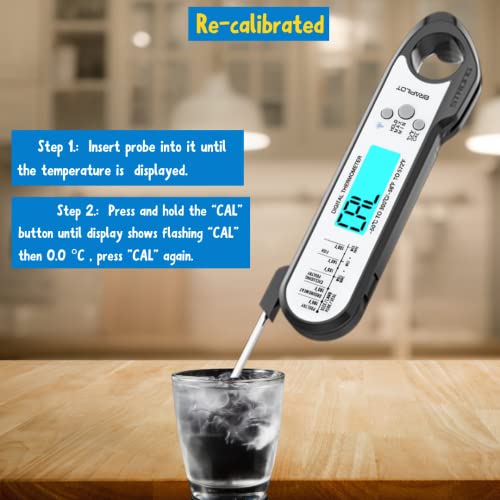 BRAPILOT Meat Thermometer Instant Read Backlight - Digital Food Thermometer for Kitchen Outdoor Cooking BBQ and Grill (Black Single Probe)