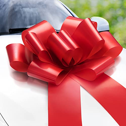 Mifflin-USA Preassembled Extra Large Bow (Matte Red, 23 inch), Giant Ready-to-Use Bow for Car, Huge Car Bow, Big Red Bow, Bow for Gifts, Christmas Bow, Gift Wrapping, Big Gift Bow for Car Decor