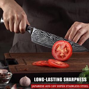 OWUYUXI Chef Knife, 8 Inch Kitchen Knife, Professional Japanese AUS-10V Super Stainless Steel Chefs Knife with Ergonomic Handle, Durable Sharp Cooking Knife with Gift Box.