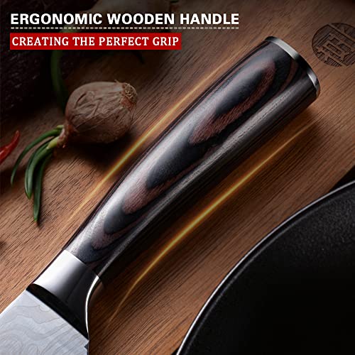 OWUYUXI Chef Knife, 8 Inch Kitchen Knife, Professional Japanese AUS-10V Super Stainless Steel Chefs Knife with Ergonomic Handle, Durable Sharp Cooking Knife with Gift Box.