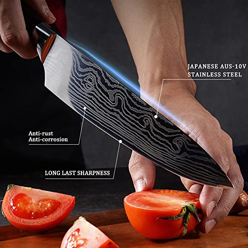 OWUYUXI Chef Knife, 8 Inch Kitchen Knife, Professional Japanese AUS-10V Super Stainless Steel Chefs Knife with Ergonomic Handle, Durable Sharp Cooking Knife with Gift Box.