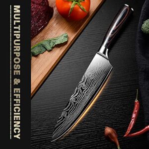 OWUYUXI Chef Knife, 8 Inch Kitchen Knife, Professional Japanese AUS-10V Super Stainless Steel Chefs Knife with Ergonomic Handle, Durable Sharp Cooking Knife with Gift Box.