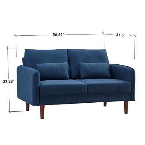 Cinnic Sofa Couch, Modern Decor Fabric Sofa, Couch Furniture Suitable for Small Spaces Living Room, Soft Fabric Upholstery, Easy, Tool-Free Assembly (Loveseat, Blue)