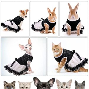 Shining Dog Dress Formal Clothes Princess Voile Tutu Evening Skirt Apparel for Small Dogs Cat Girl Chihuahua Yorkie Clothing, Doggie Wedding Attire Gown Costume One-Piece Outfit Bow for Birthday Party