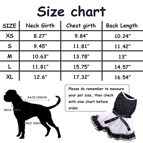 Shining Dog Dress Formal Clothes Princess Voile Tutu Evening Skirt Apparel for Small Dogs Cat Girl Chihuahua Yorkie Clothing, Doggie Wedding Attire Gown Costume One-Piece Outfit Bow for Birthday Party