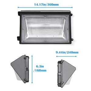 ZJOJO 120W LED Wall Pack Light with Dusk-to-Dawn Photocel, 5000K 14400LM Commerical Security Lighting, 800W-1000W HPS/HID Equiv. 120V Outdoor Lighting Fixtures, IP65 Waterproof Area Lights, ETL Listed