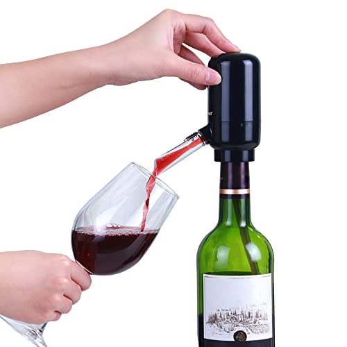 Electric Wine Aerator Pourer, Automatic Portable Smart Wine Decanter and Wine Dispenser Pump Wine Oxidizer for Red and White Wine(Black)