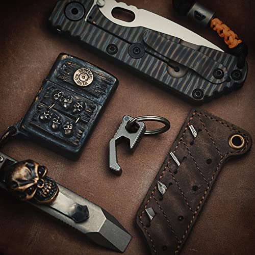 KeyUnity KA13 EDC Keychian Tool Beer Opener Screw Driver & KA06 Leather Sheath Screw Bit Organizer Bundle