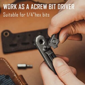 KeyUnity KA13 EDC Keychian Tool Beer Opener Screw Driver & KA06 Leather Sheath Screw Bit Organizer Bundle