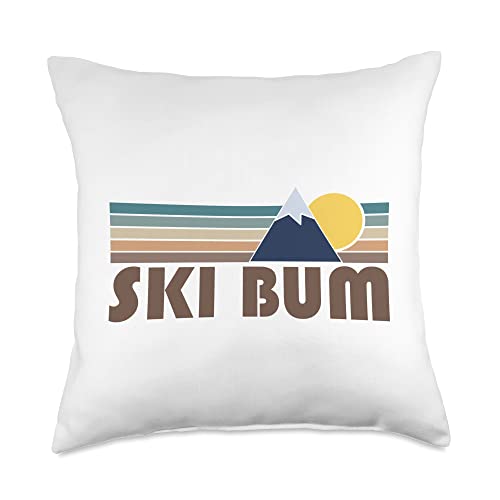 Ski Bum Mountain Retro Designs Ski Bum Retro Mountain Throw Pillow, 18x18, Multicolor