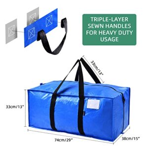 Moving Bags Heavy Duty Extra Large with Strong Handles Backpack Straps & Zippers,Blue Moving Totes,Packing Bags for Moving,Heavy Duty Storage Bags Compatible with Ikea Frakta Cart, 8 Pack