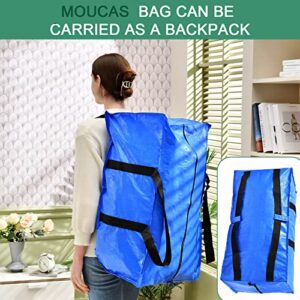 Moving Bags Heavy Duty Extra Large with Strong Handles Backpack Straps & Zippers,Blue Moving Totes,Packing Bags for Moving,Heavy Duty Storage Bags Compatible with Ikea Frakta Cart, 8 Pack